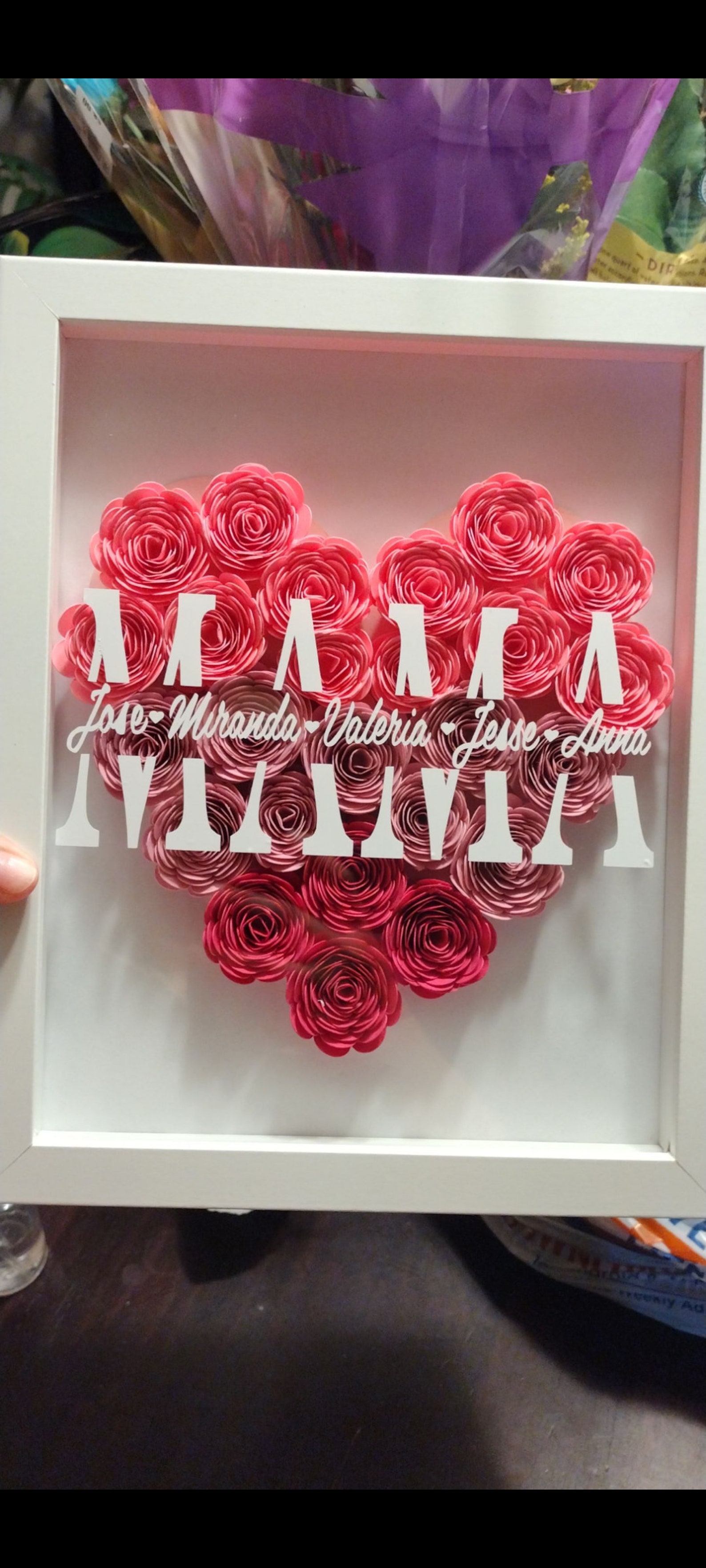 Custom Mom Flower Shadow Box With Kids Name for Mother's Dayhandmade ...