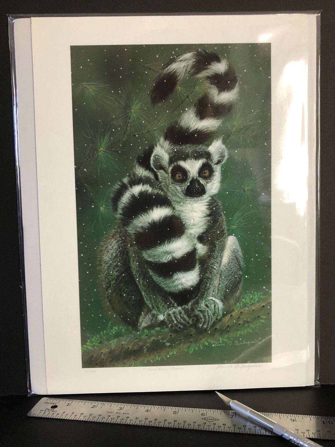 Lemur Art christmas Lemur Limited Edition Fine Art Print of Ring-tailed ...