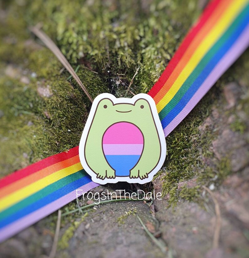 Bisexual Pride Frog Vinyl Sticker Frog With Bi Pride Stomach Etsy