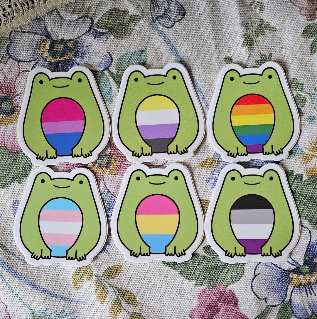 LGBTQIA Pride Frog Vinyl Sticker. Matte Vinyl LGBTQ Sticker. Pride Frog ...