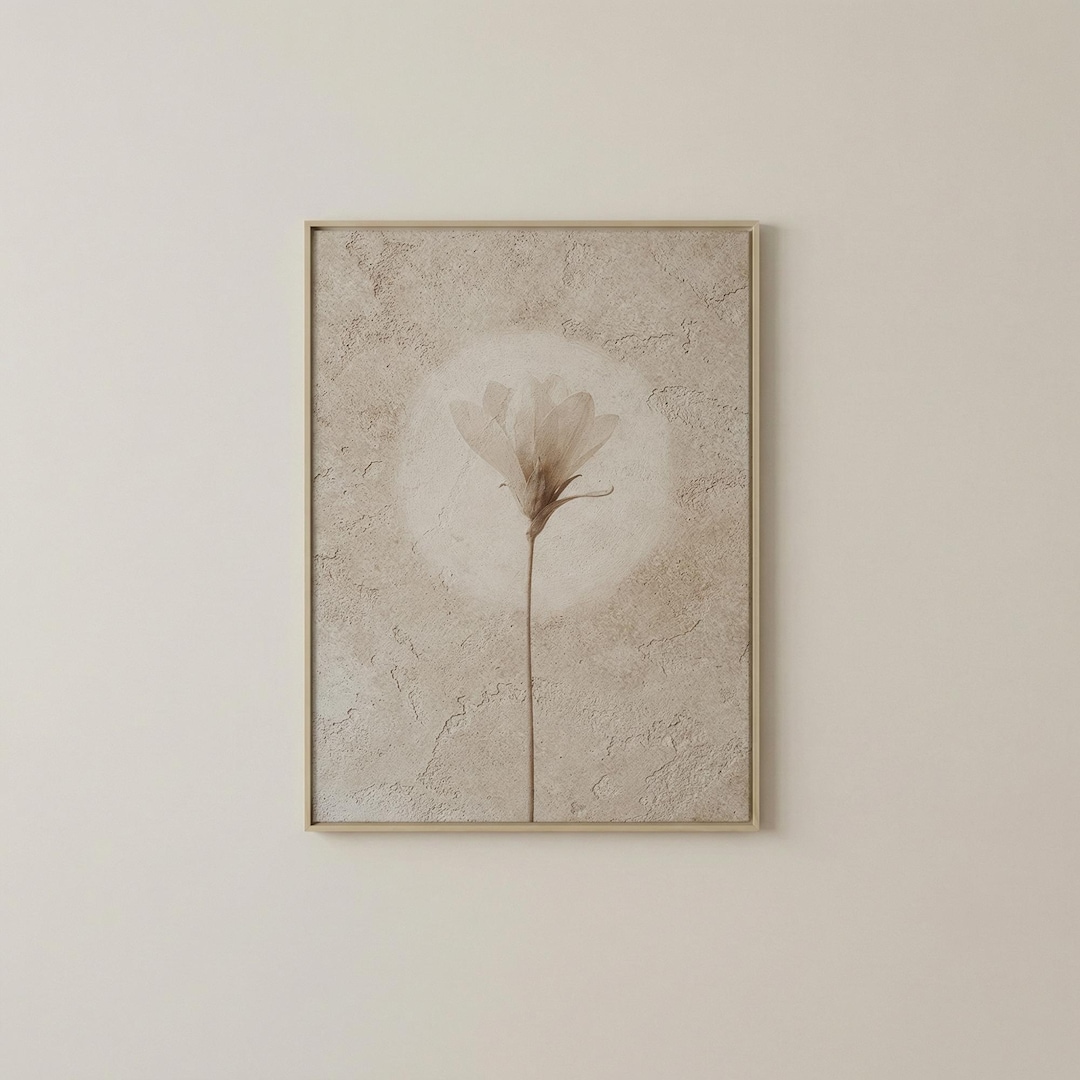 Soft Neutral Floral Wall Art Printable, Minimal Beige Abstract Flower ...