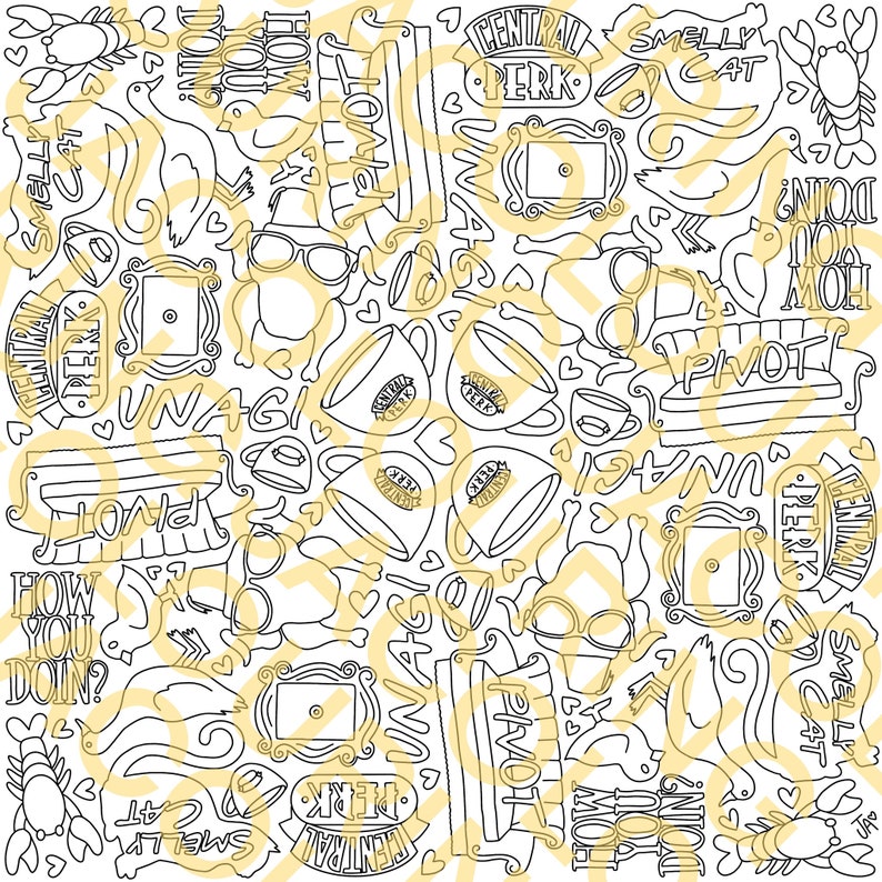PRINTABLE FRIENDS TV Show Pattern Colouring Book - Etsy