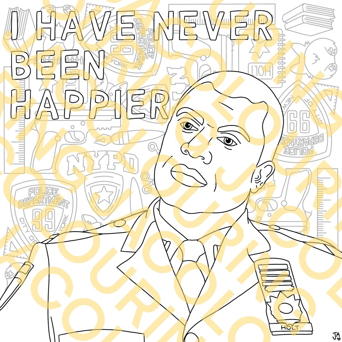 PRINTABLE Captain Raymond Holt Brooklyn 99 Colouring Page Digital ...