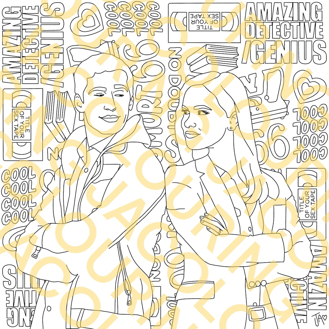 Brooklyn 99 Inspired Colouring Pages Pack of 3 Digital Download jake ...