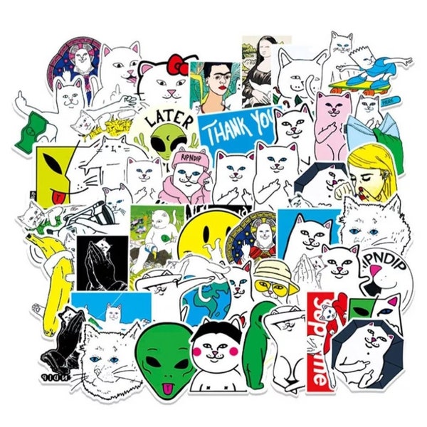 Cat With Middle Finger Stickers - Etsy