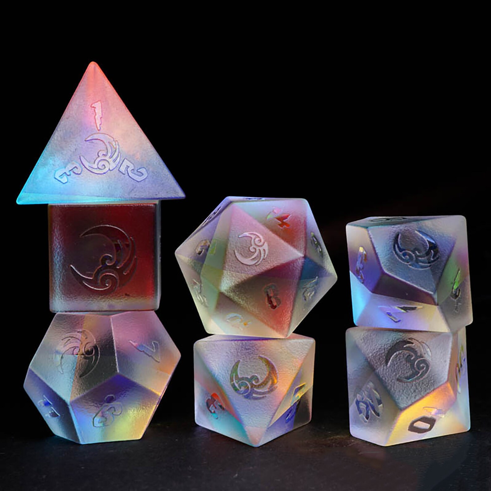 Colorful Crystal Glass Polyhedral Dice Set Gemstone DnD Dice | Etsy