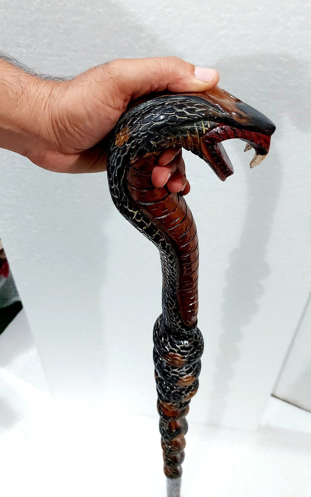 Wooden Walking Stick Handmade Snake Pattern/ Wooden Carved Cane for ...