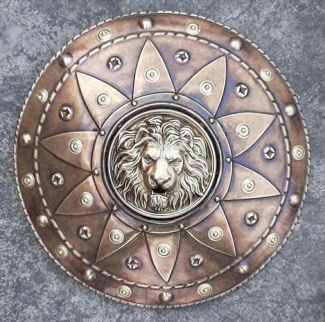 Lion Face Round Shield Medieval Shield Knight Armor Shield Solid Steel ...