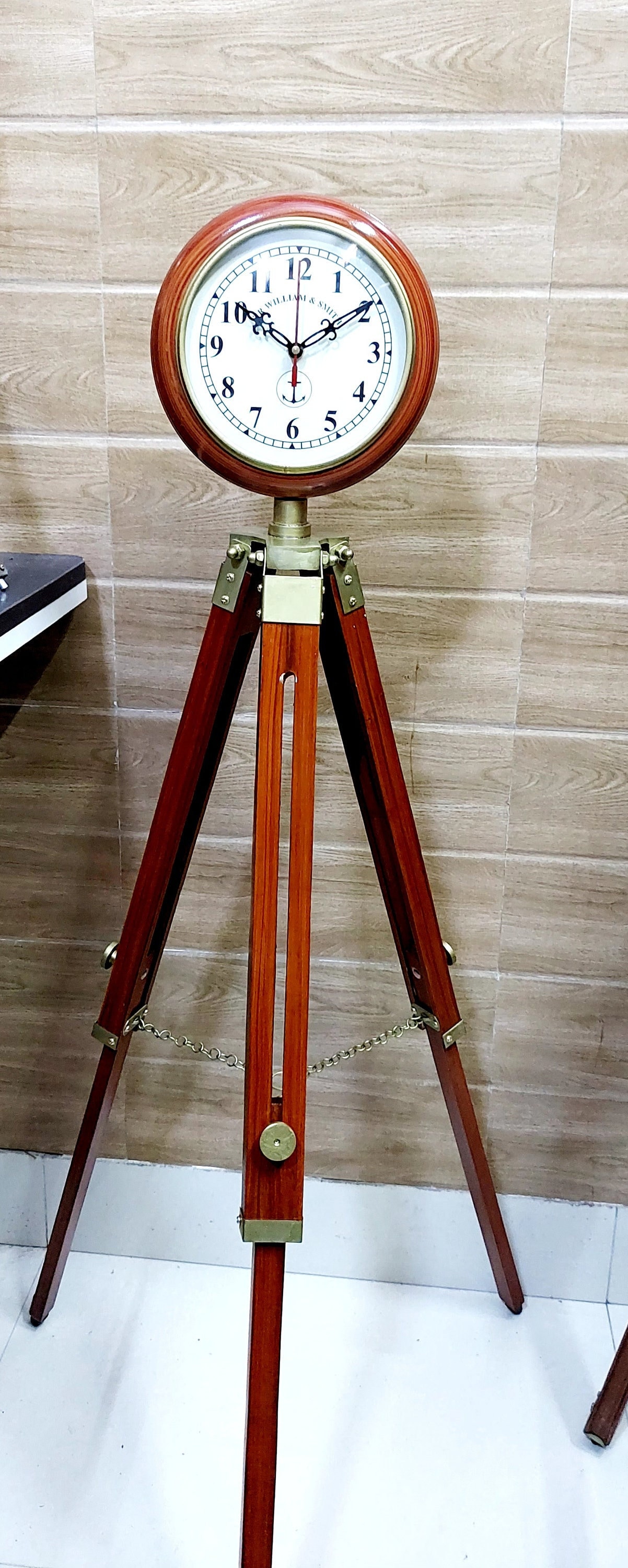 Wooden Floor Clock/vintage Clock on Tripod Floor Stand/ Analogue Clock ...