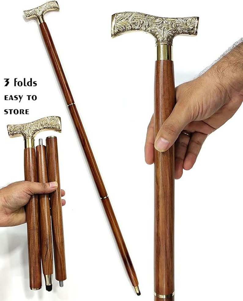 Handmade Walking Stick With Brass Handle, Cane for Men, Grandmother ...