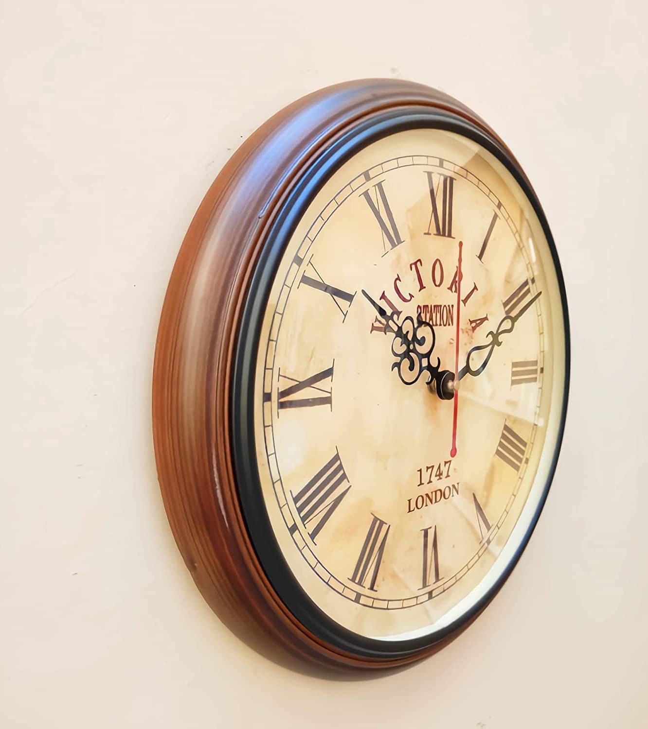 Wooden Wall Clock/vintage Round Clock/antique Style Decorative - Etsy
