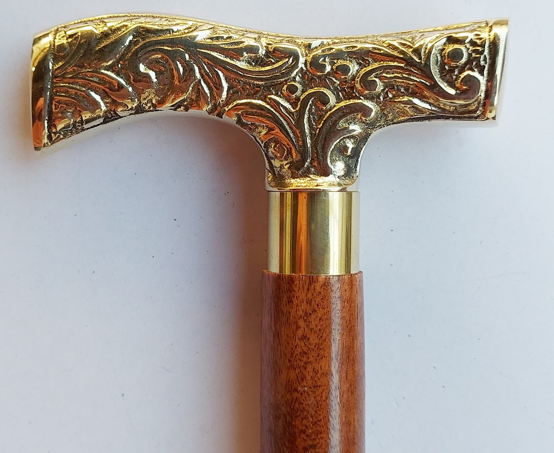 Handmade Walking Stick With Brass Handle, Cane for Men, Grandmother ...