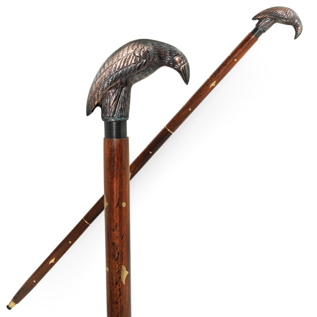 Wooden Walking Cane Raven Walking Cane Black Elegant and Collectible ...