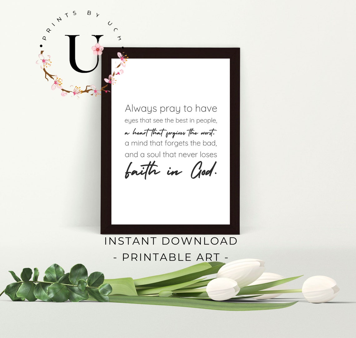 Always Pray, Bible Verse Printable Wall Art, Affirmation Cards, Quotes ...
