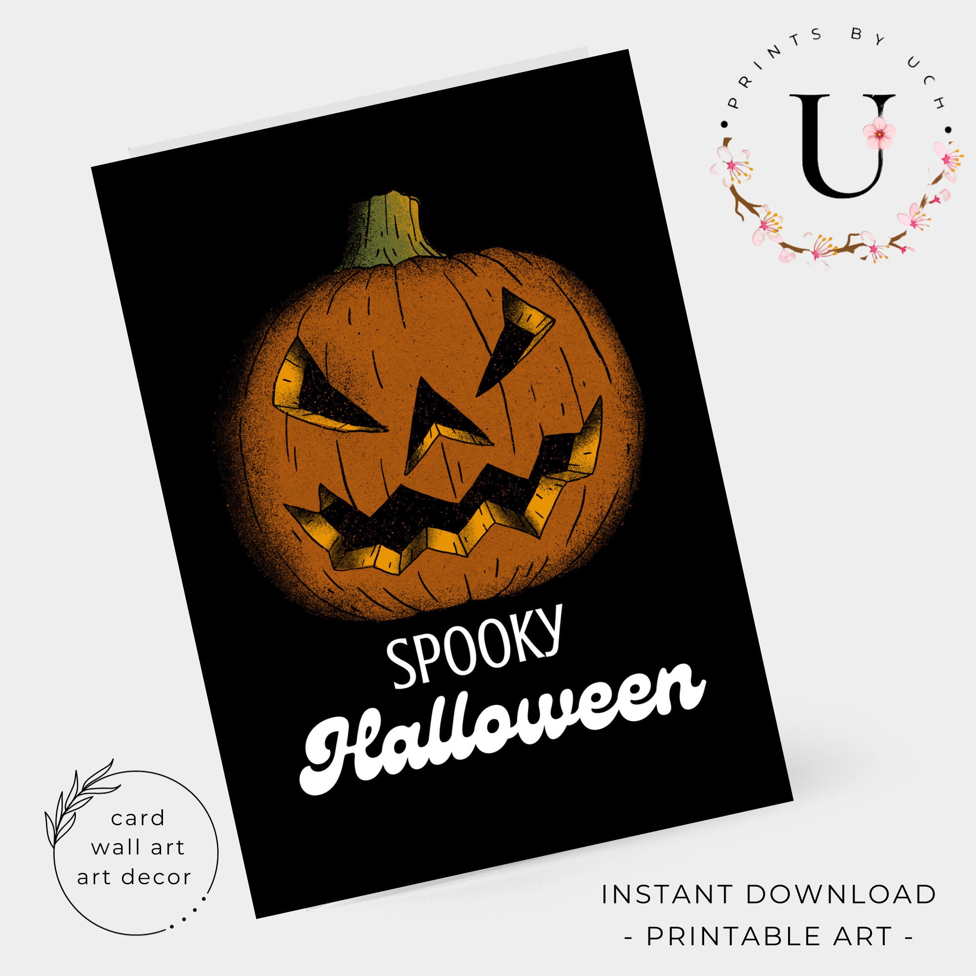 Printable Halloween Party Signs, Spooky Pumpkin Sign, Halloween Decor ...