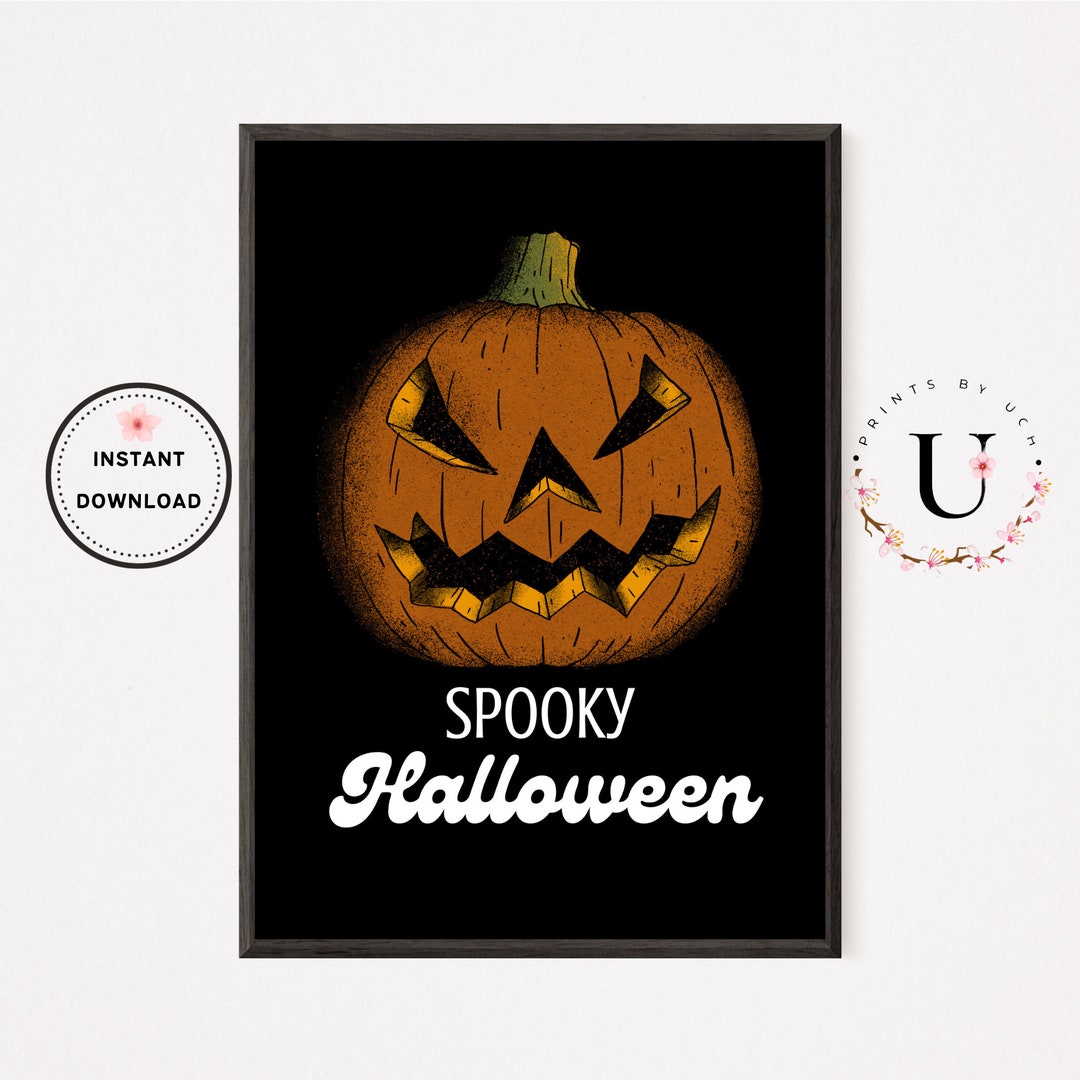 Printable Halloween Party Signs, Spooky Pumpkin Sign, Halloween Decor ...