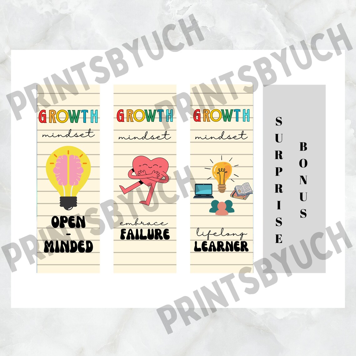 Set of 3 Printable Bookmarks, Growth Mindset, Book Lover Gift, Back to ...