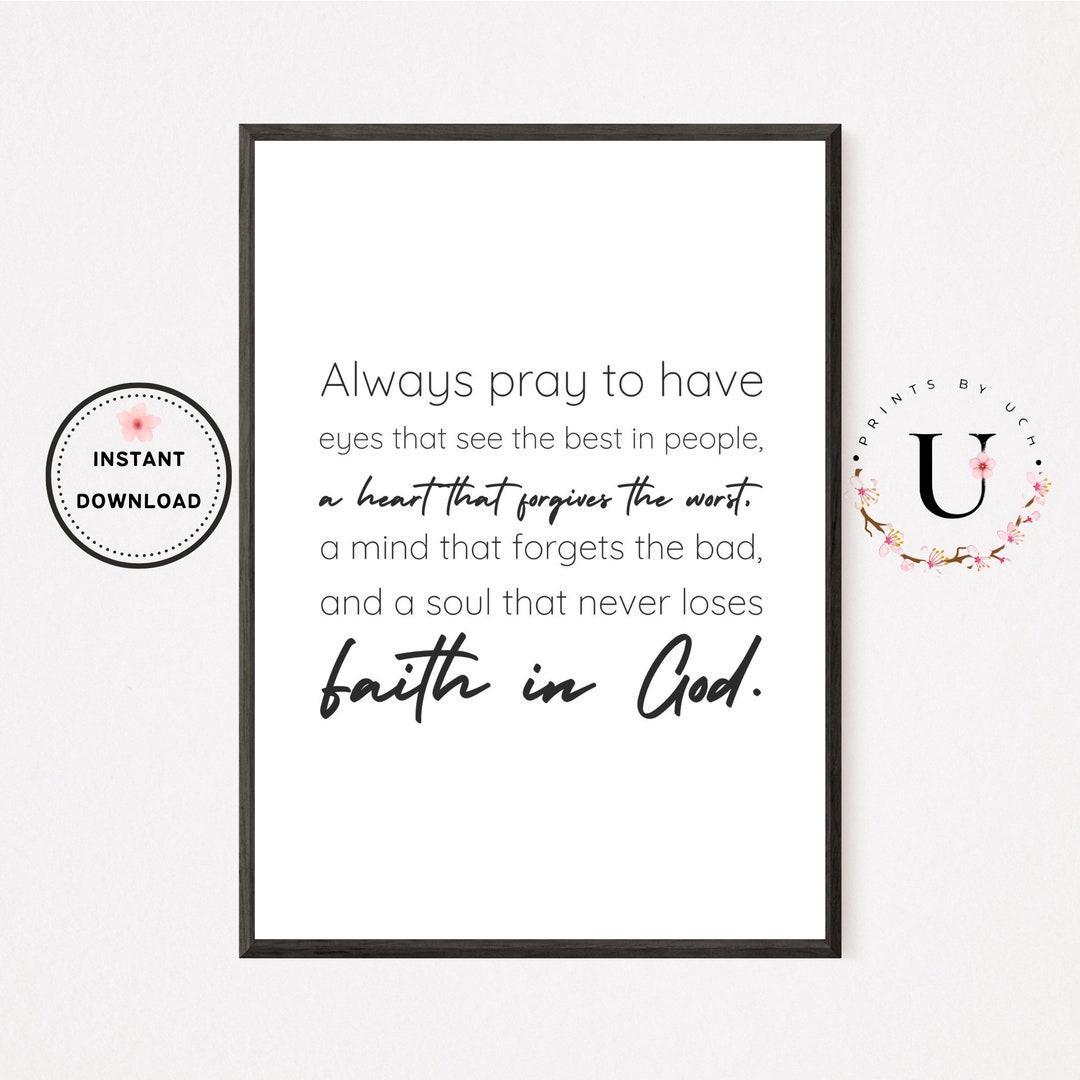 Always Pray, Bible Verse Printable Wall Art, Affirmation Cards, Quotes ...