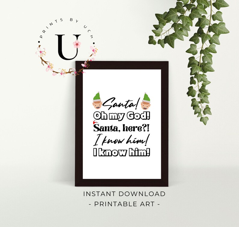 Elf, Minimal Wall Art Set of 2, Christmas Printables, Printable Wall ...