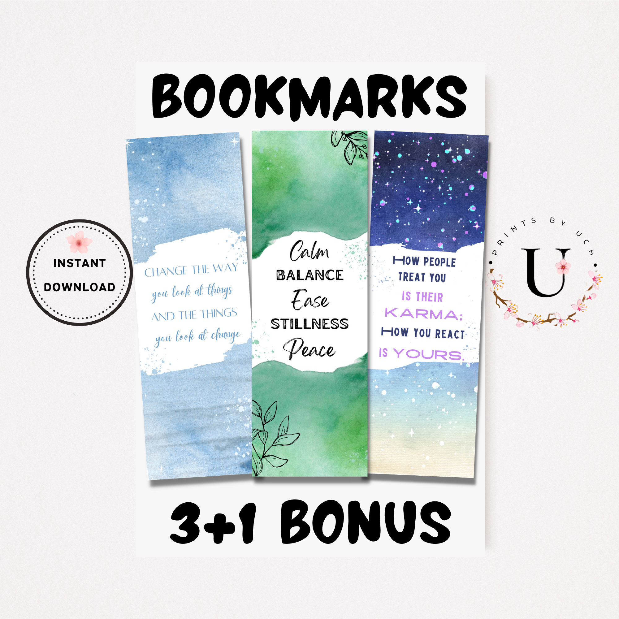Set of 4 Printable Bookmarks, Quotes About Life, Inspirational Quotes ...