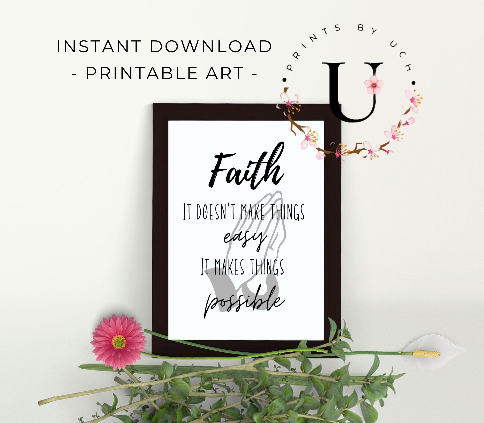 Faith Bible Verse Quotes, Religious Printable Wall Art, Affirmation ...