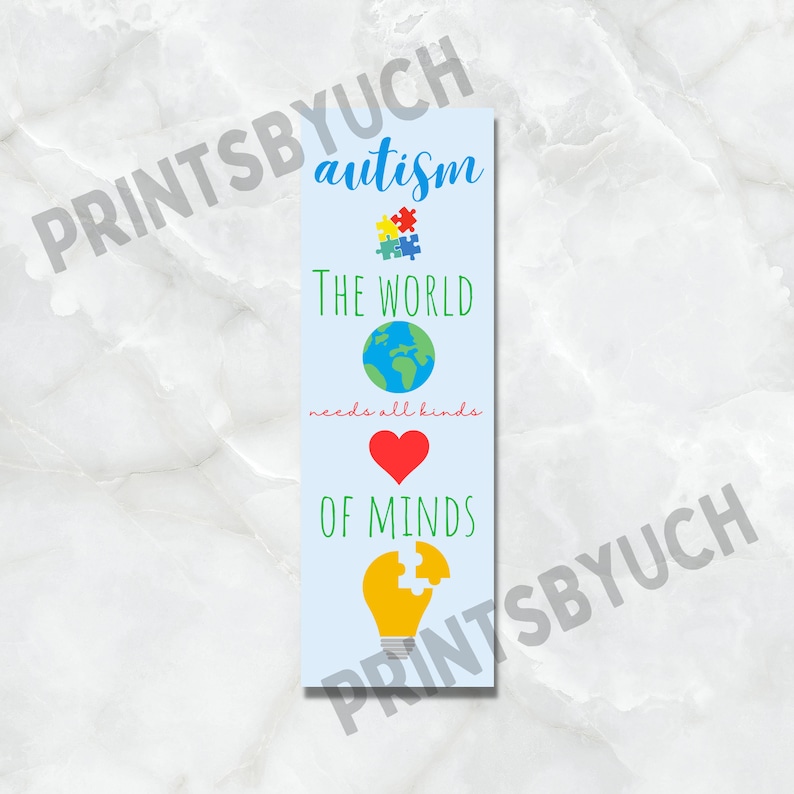 Set of 3 Printable Bookmarks, Autism Acceptance, Autism Awareness ...