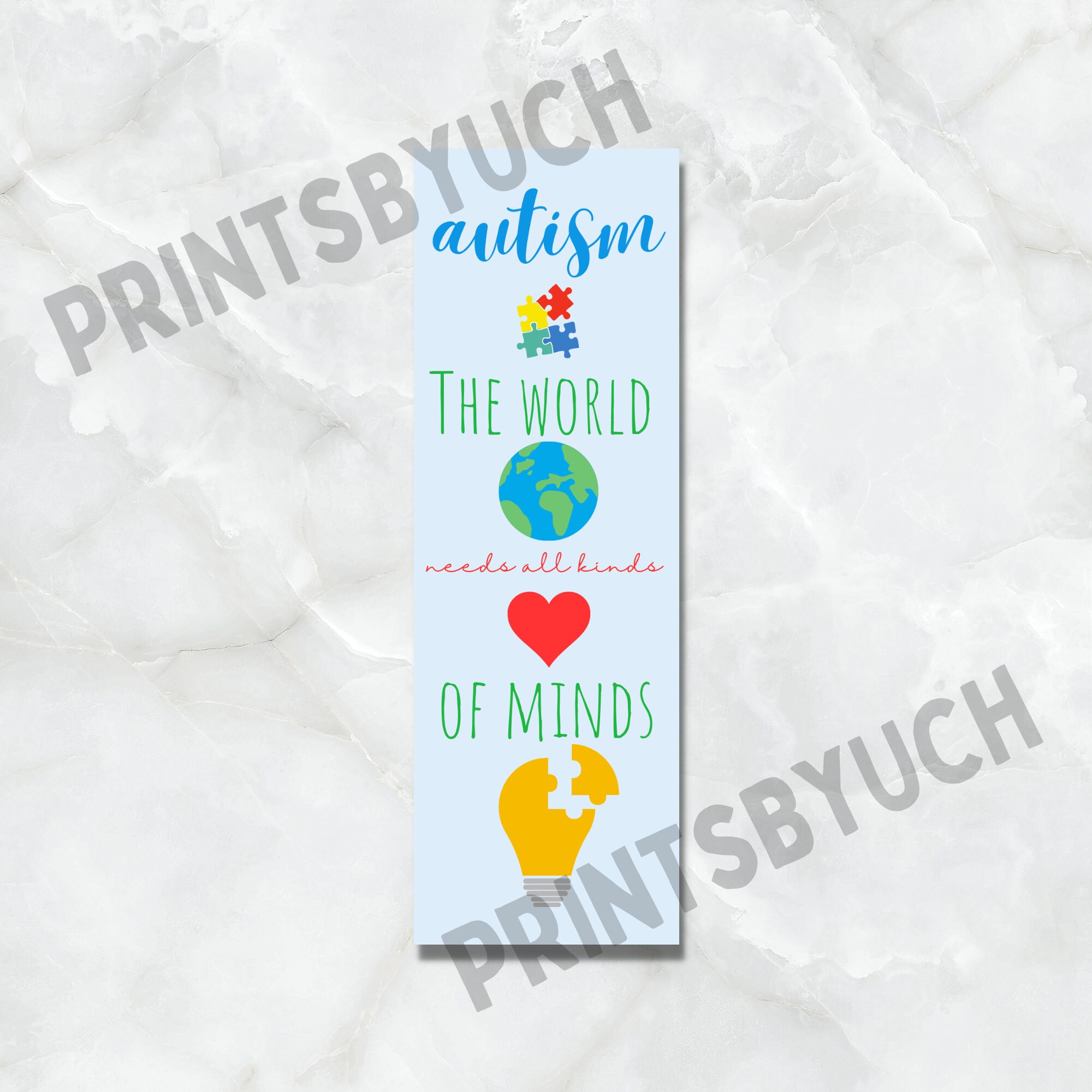 Set of 3 Printable Bookmarks, Autism Acceptance, Autism Awareness ...