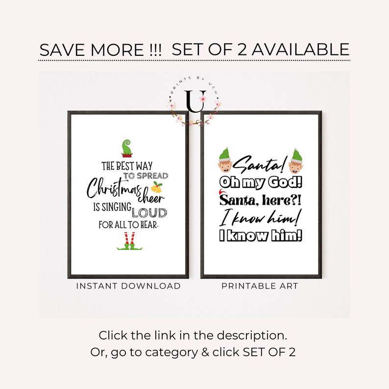 Elf the Buddy, Christmas Printables, Printable Wall Art, Holiday Decor ...
