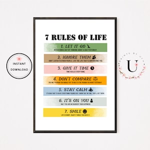 Quotes About Life, 7 Rules of Life Poster, Popular Printables ...