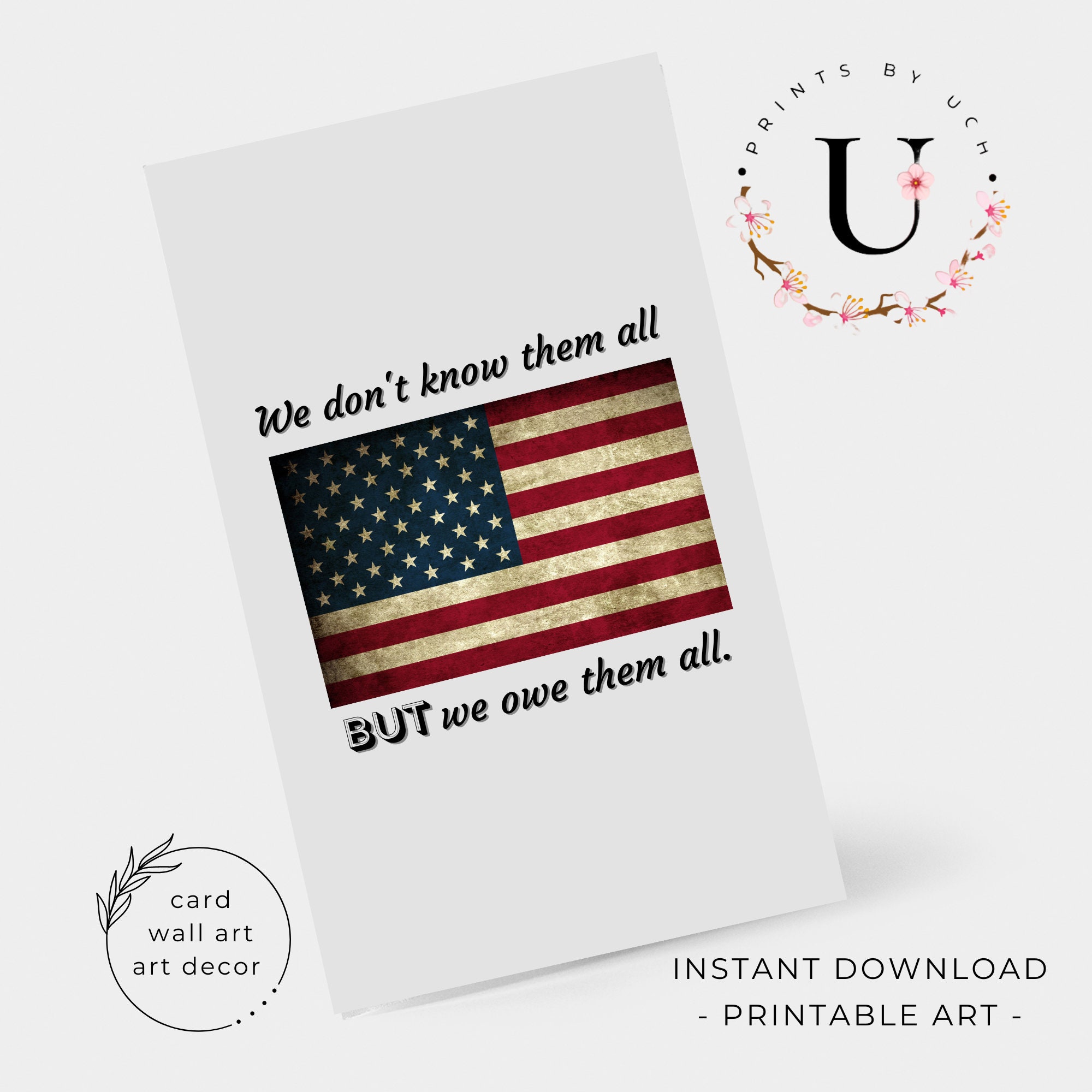 Memorial Printable Quote, Veterans Day, Printable Wall Art, United ...