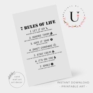 Quotes About Life, 7 Rules of Life Poster, Popular Printables ...