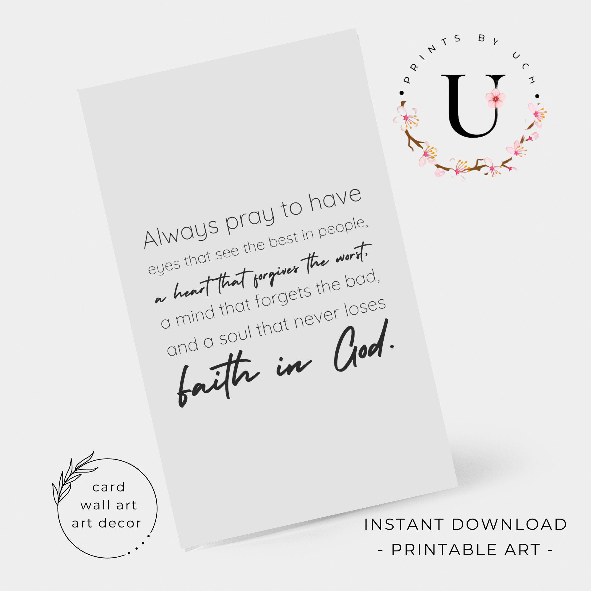 Always Pray, Bible Verse Printable Wall Art, Affirmation Cards, Quotes ...