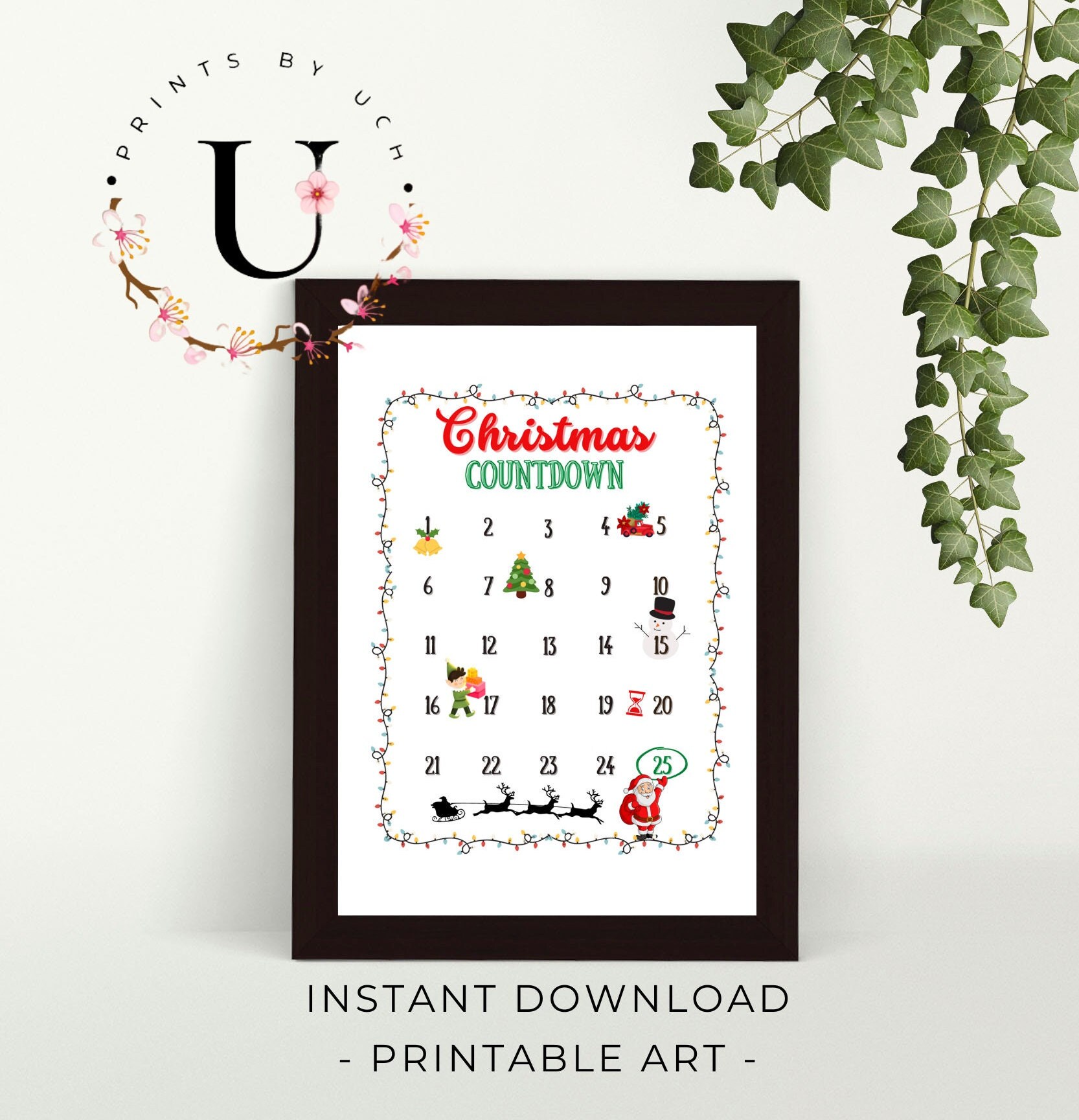 Christmas Countdown Printable, Christmas Printables, Holiday Decor ...