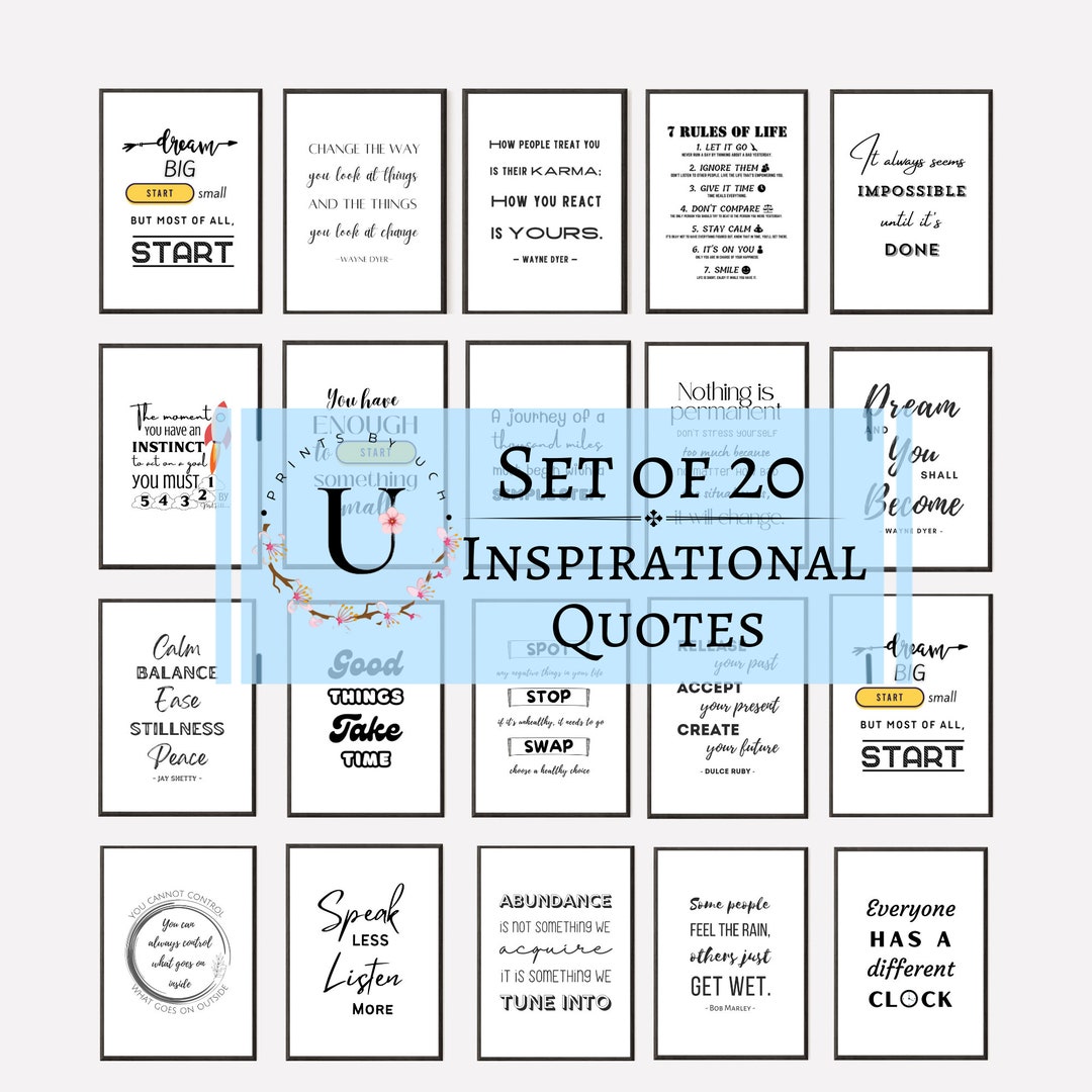 Minimal Wall Art Set of 20, Quotes About Life, Inspirational Quotes ...