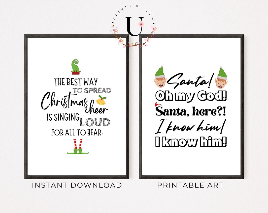 Elf, Minimal Wall Art Set of 2, Christmas Printables, Printable Wall ...