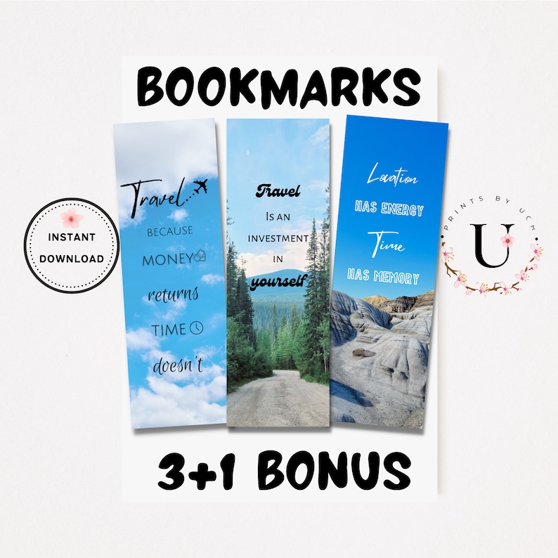 Set of 4 Printable Bookmarks, Travel Quotes, Quotes About Life ...
