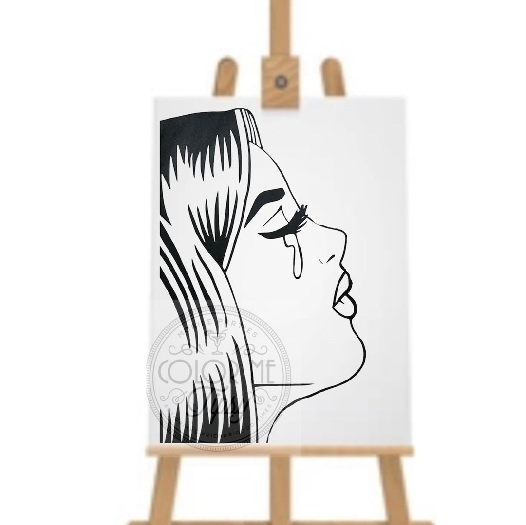 Pre Drawn Canvas/tears/diy Paint Party/ Paint & Sip/ Canvas Painting - Etsy