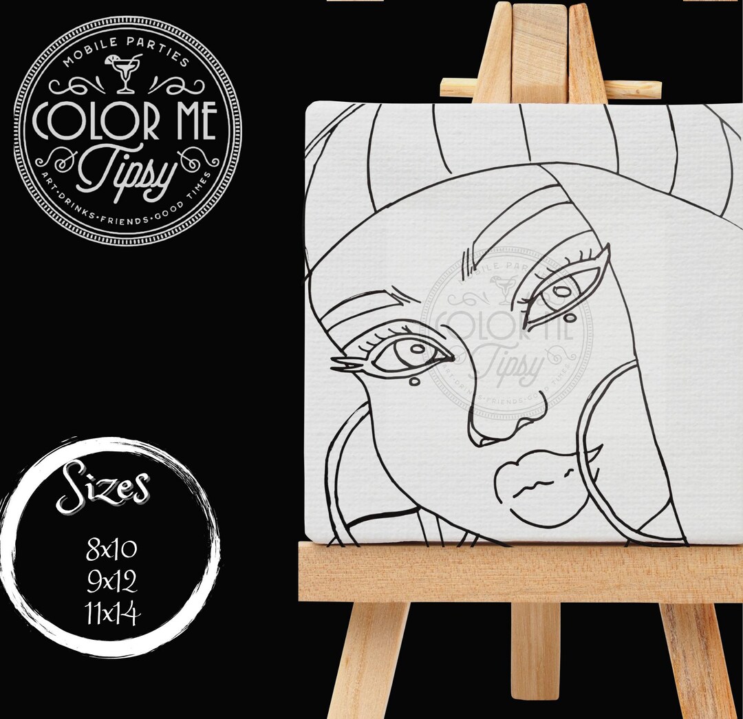 Predrawn Canvas/ City Girl/ Paint and Sip / DIY Art Kit/paint Party ...