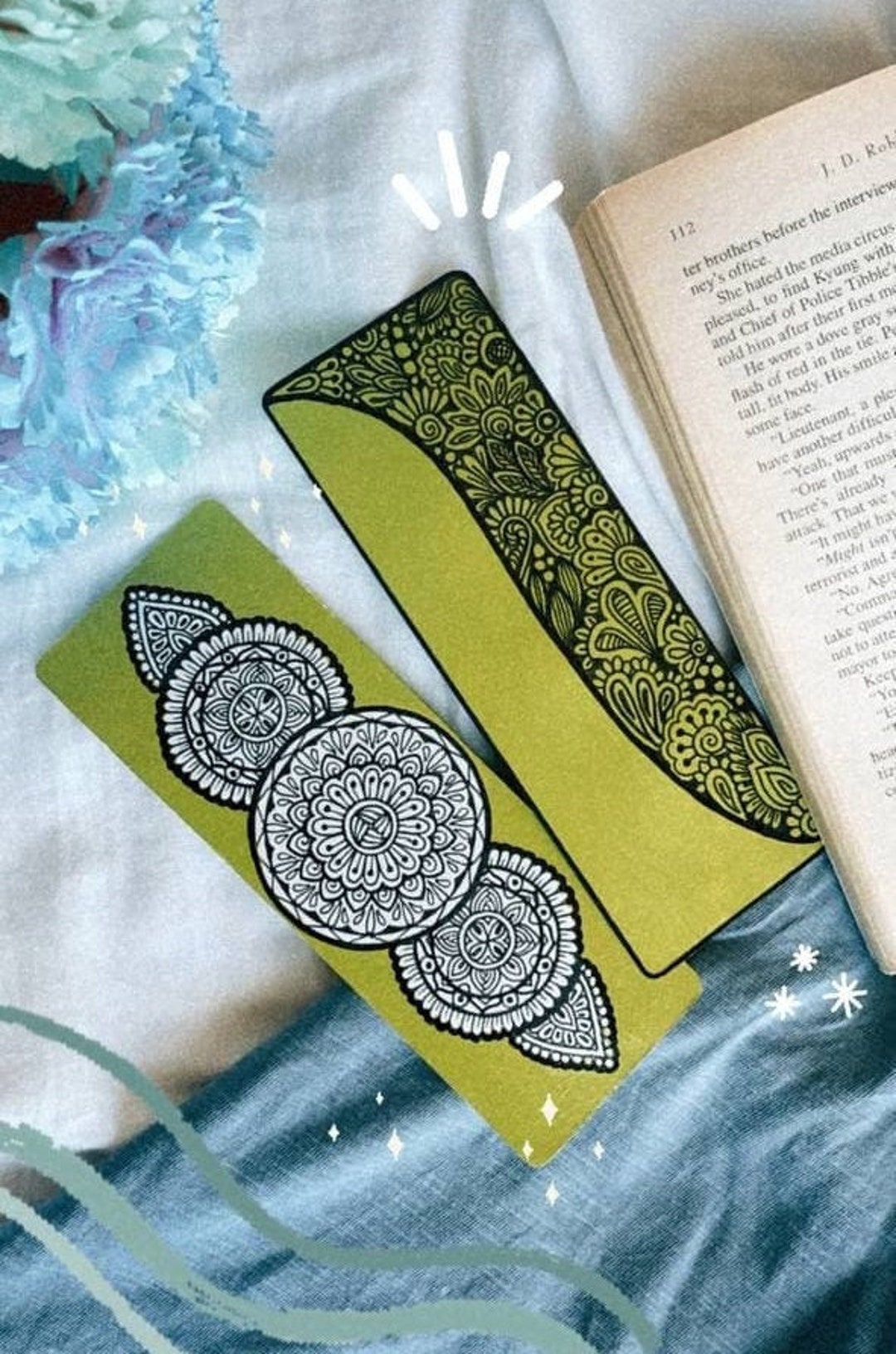Olive Green Mandala Bookmarks - Etsy