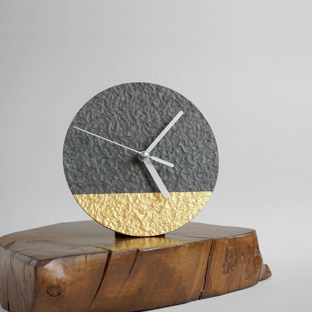 Recycled Newspaper Desk Clock, Handmade Table Clock, Industrial Home ...