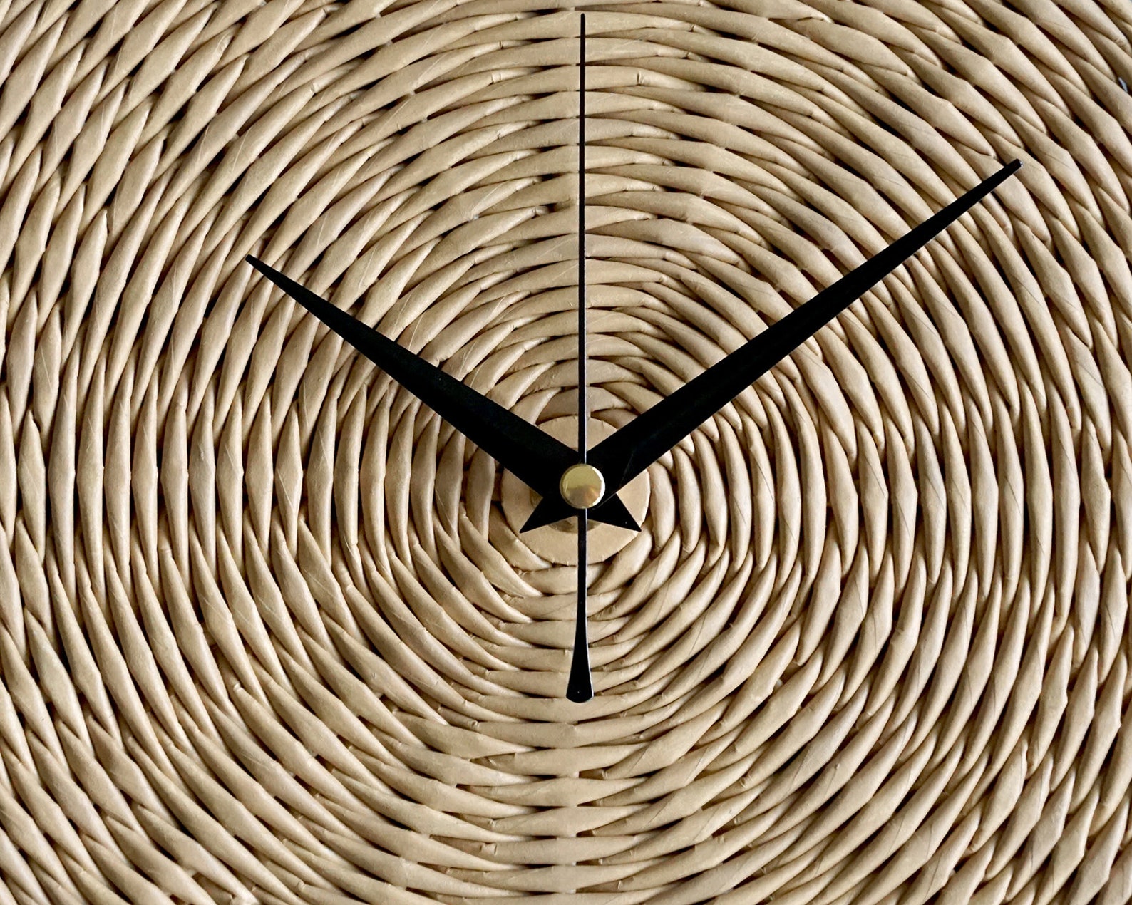 Modern Beige Wall Clock Handwoven From Ecological Wicker, Handmade ...