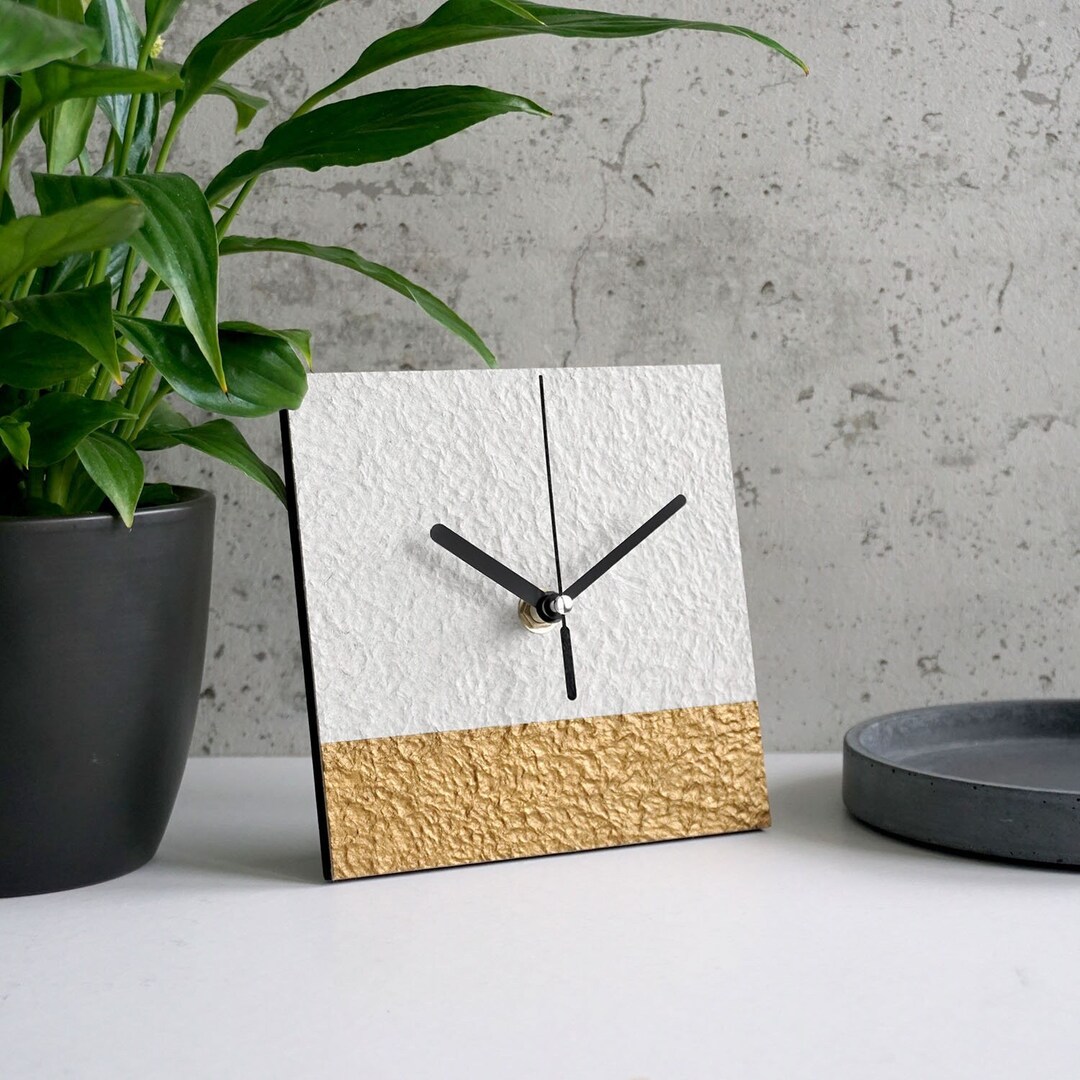 Modern Minimalist Mantel Clock, 1st Anniversary Gift for Couple, Eco ...