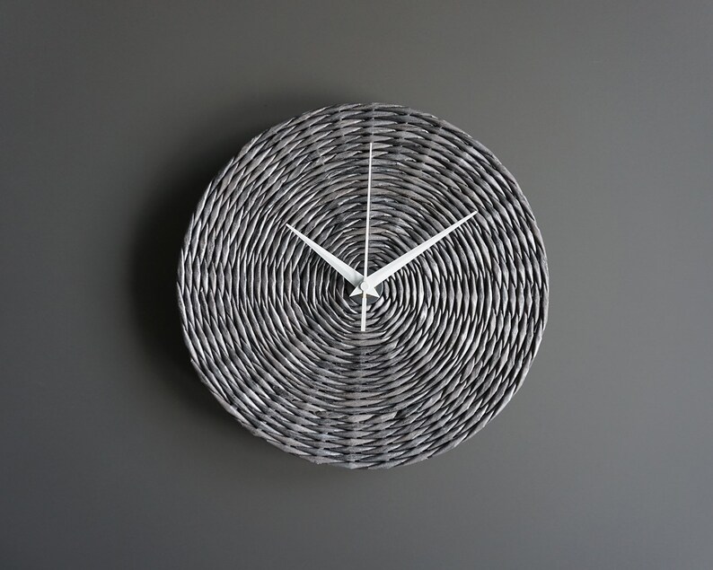 Grey Handwoven Wall Clock for Modern Industrial Interior Eco - Etsy