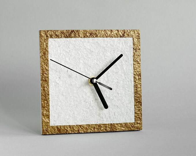 Handmade Recycled Paper Desk Clock 1st Anniversary Gift for | Etsy