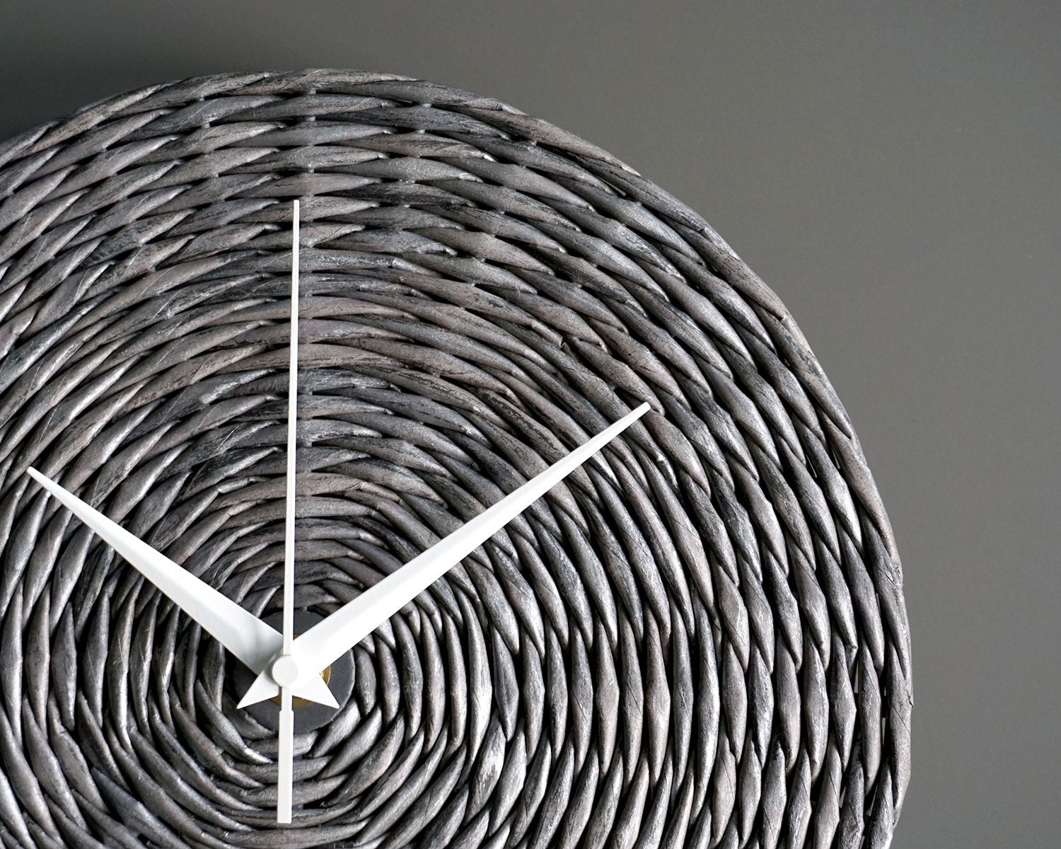 Grey Handwoven Wall Clock for Modern Industrial Interior Eco - Etsy