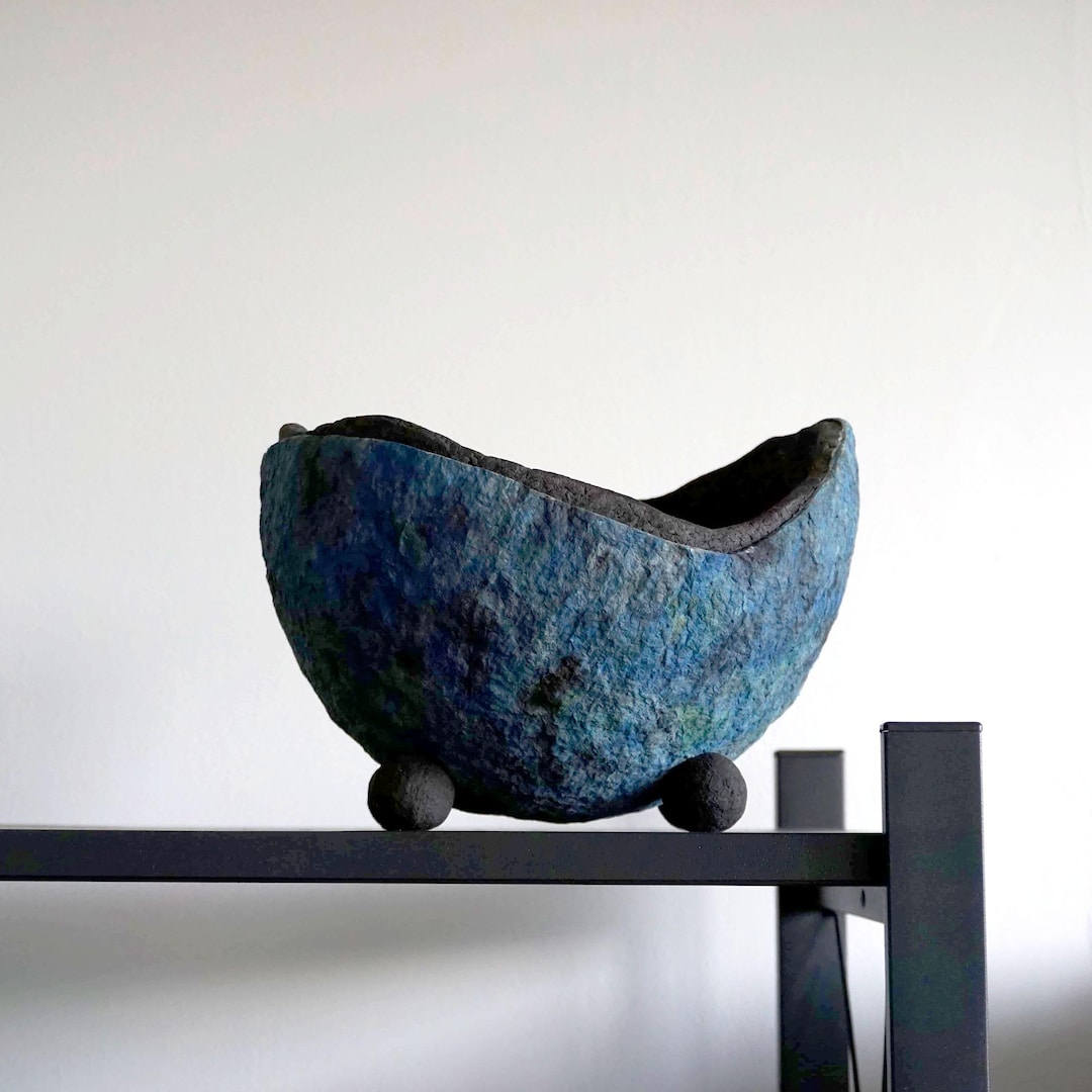 Stone-like Paper Mache Bowl, Handmade Sculptural Decor, Wabi-sabi ...