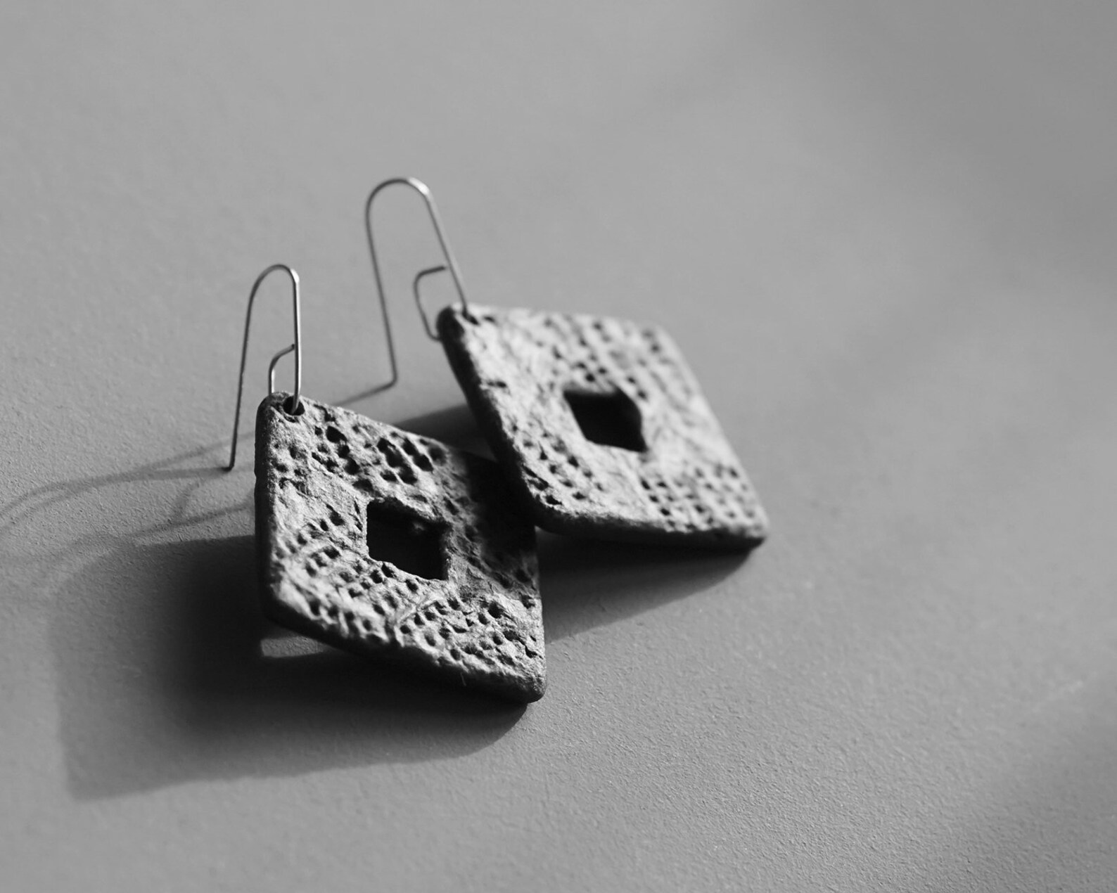 Square Statement Earrings Handmade From Recycled Paper, Big Paper Mache Dangle Earrings, Eco ...