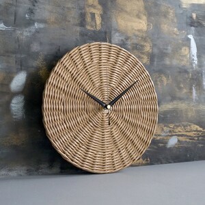Modern Beige Wall Clock Handwoven From Ecological Wicker, Handmade ...