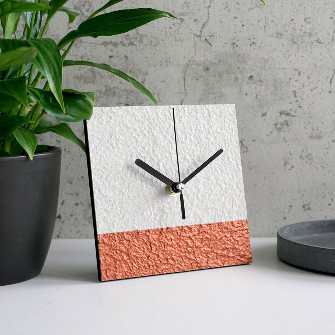 Minimalist White Desk Clock Made From Recycled Paper, Eco Friendly 1st ...