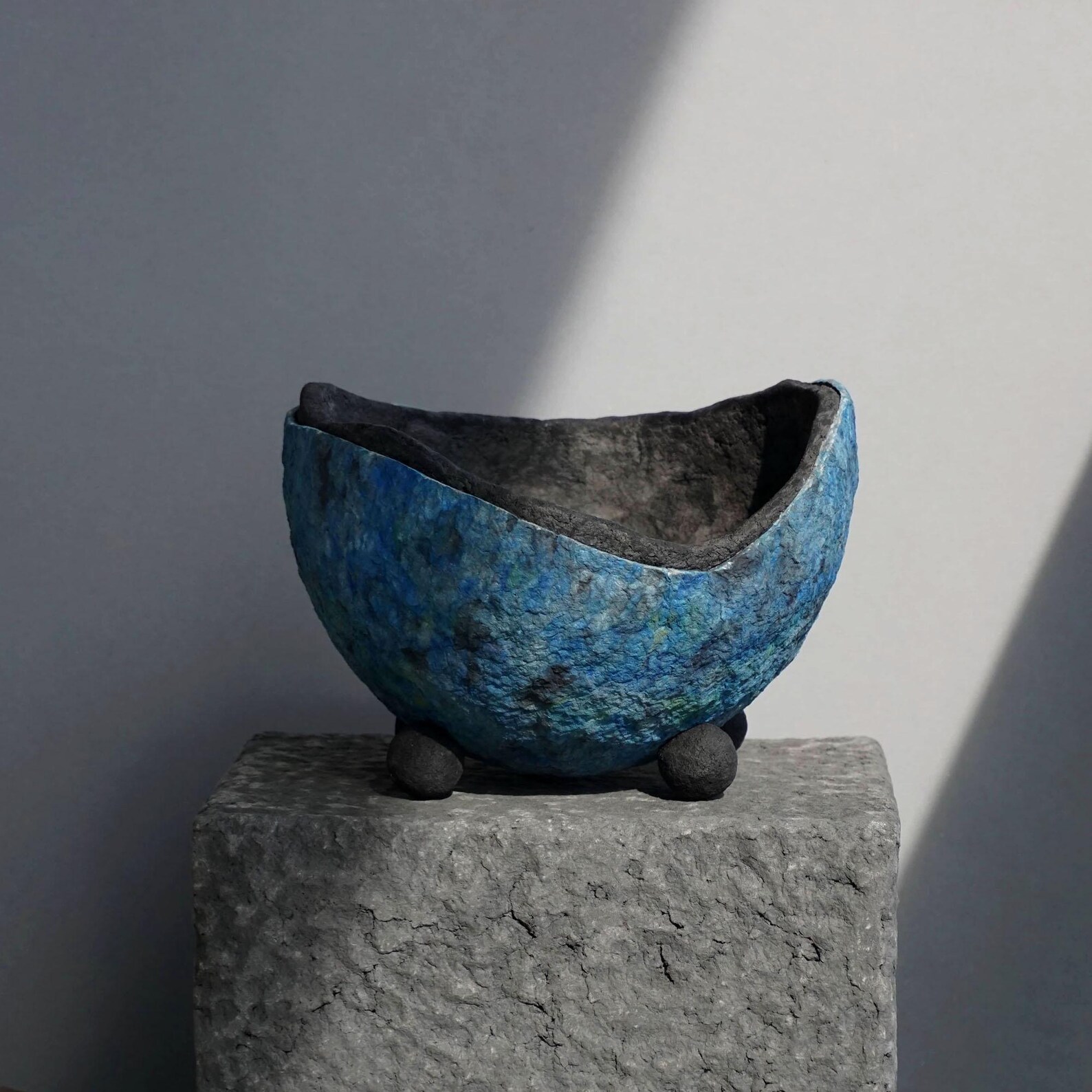 Stone-like Paper Mache Bowl, Handmade Sculptural Decor, Wabi-sabi ...